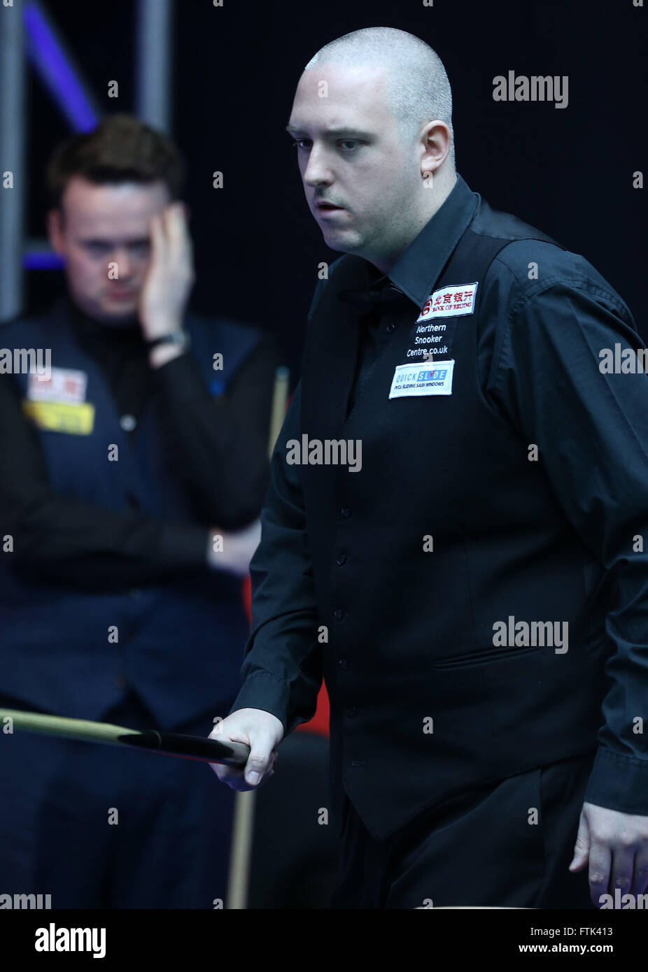 Beijing, China. 30th Mar, 2016. David Grace of England reacts during ...