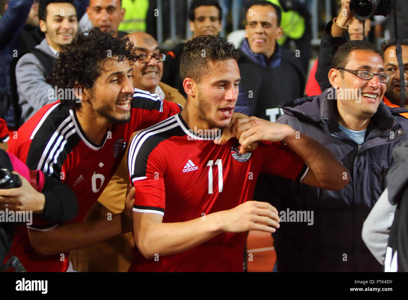 Alexandria, Cairo, Egypt. 29th Mar, 2016. Egyptian players and Nigerian ...