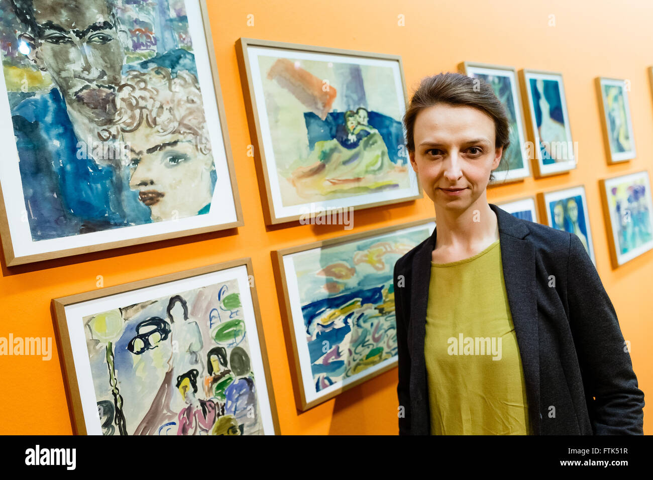 Luebeck, Germany. 29th Mar, 2016. Viktoria Krason, exhibition curator ...