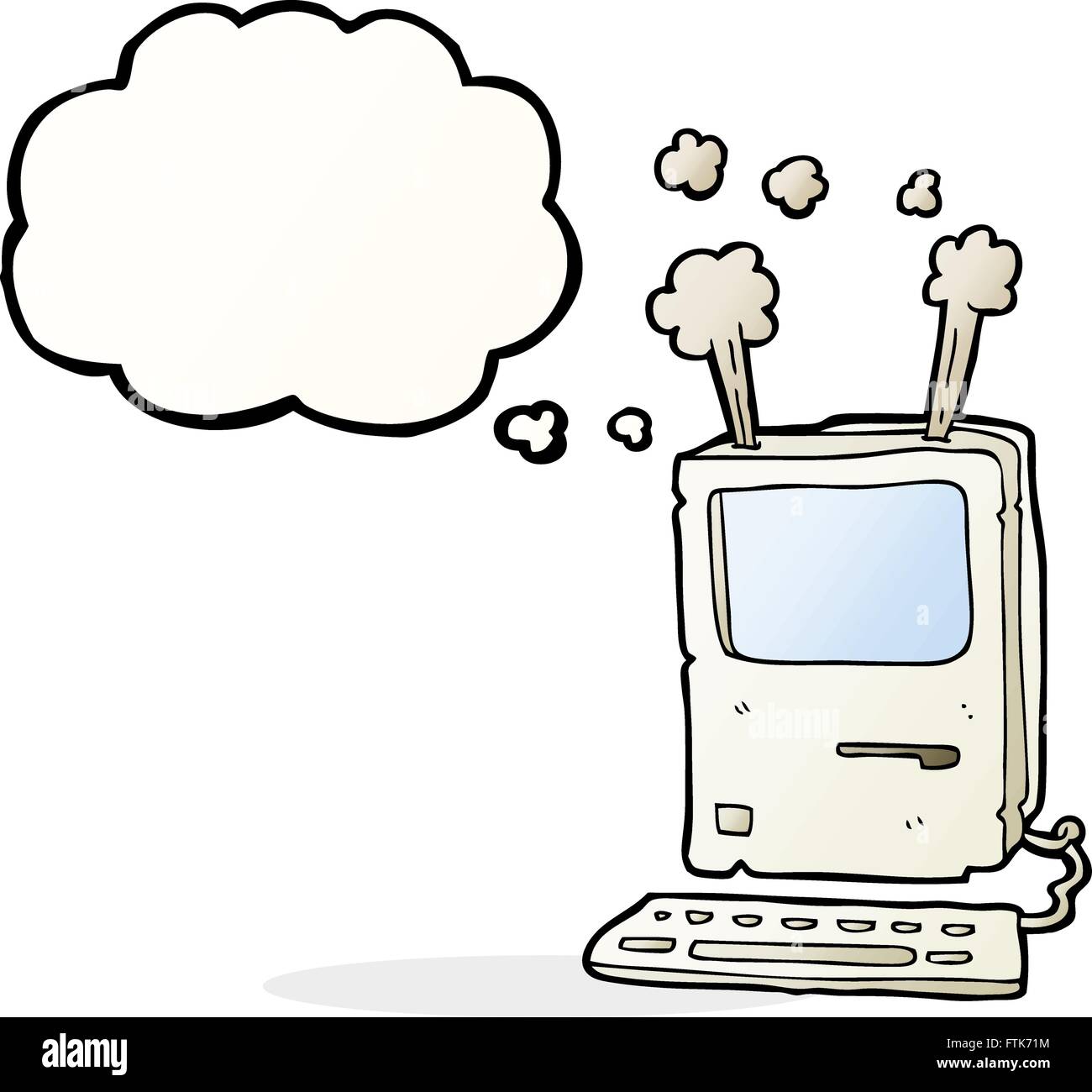 cartoon old computer with thought bubble Stock Vector Image & Art - Alamy