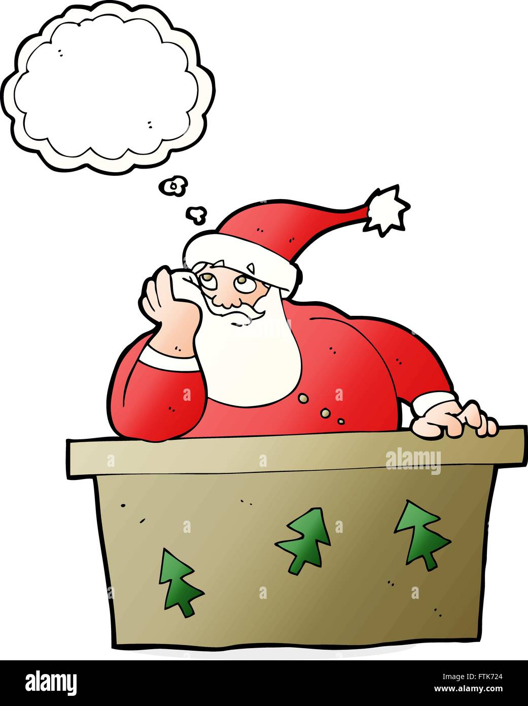 cartoon bored santa claus with thought bubble Stock Vector Image & Art ...