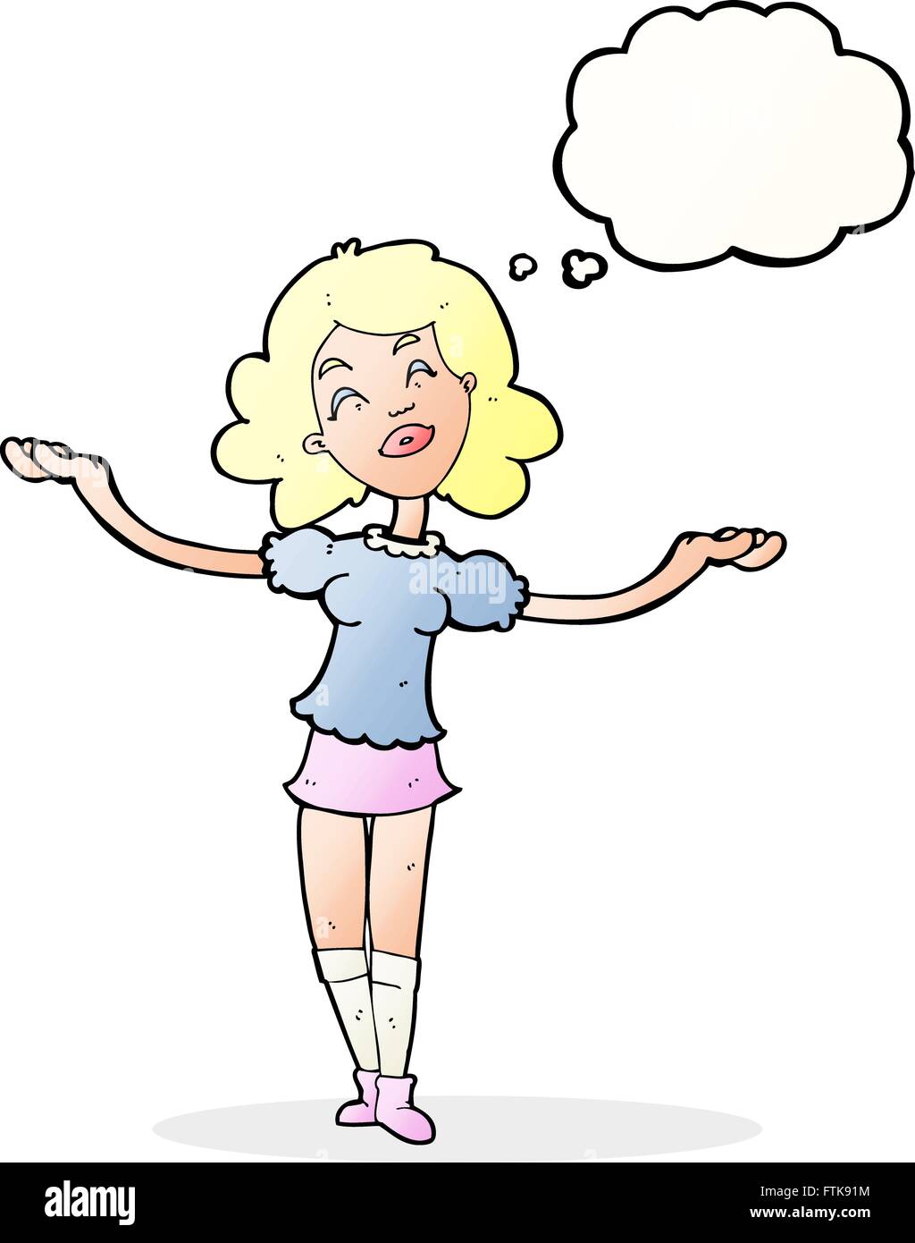 cartoon woman taking praise with thought bubble Stock Vector Image ...