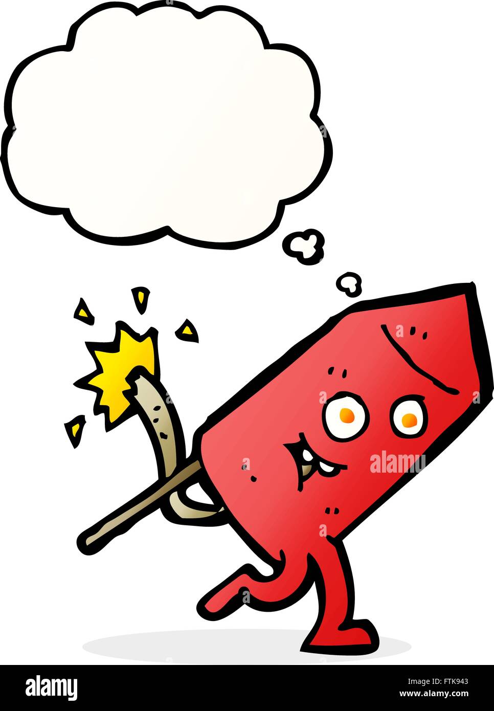 cartoon funny firework character with thought bubble Stock Vector Image ...