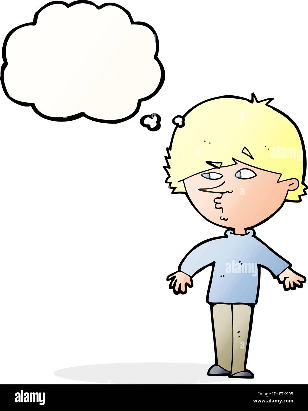 cartoon suspicious man looking over shoulder with thought bubble Stock ...