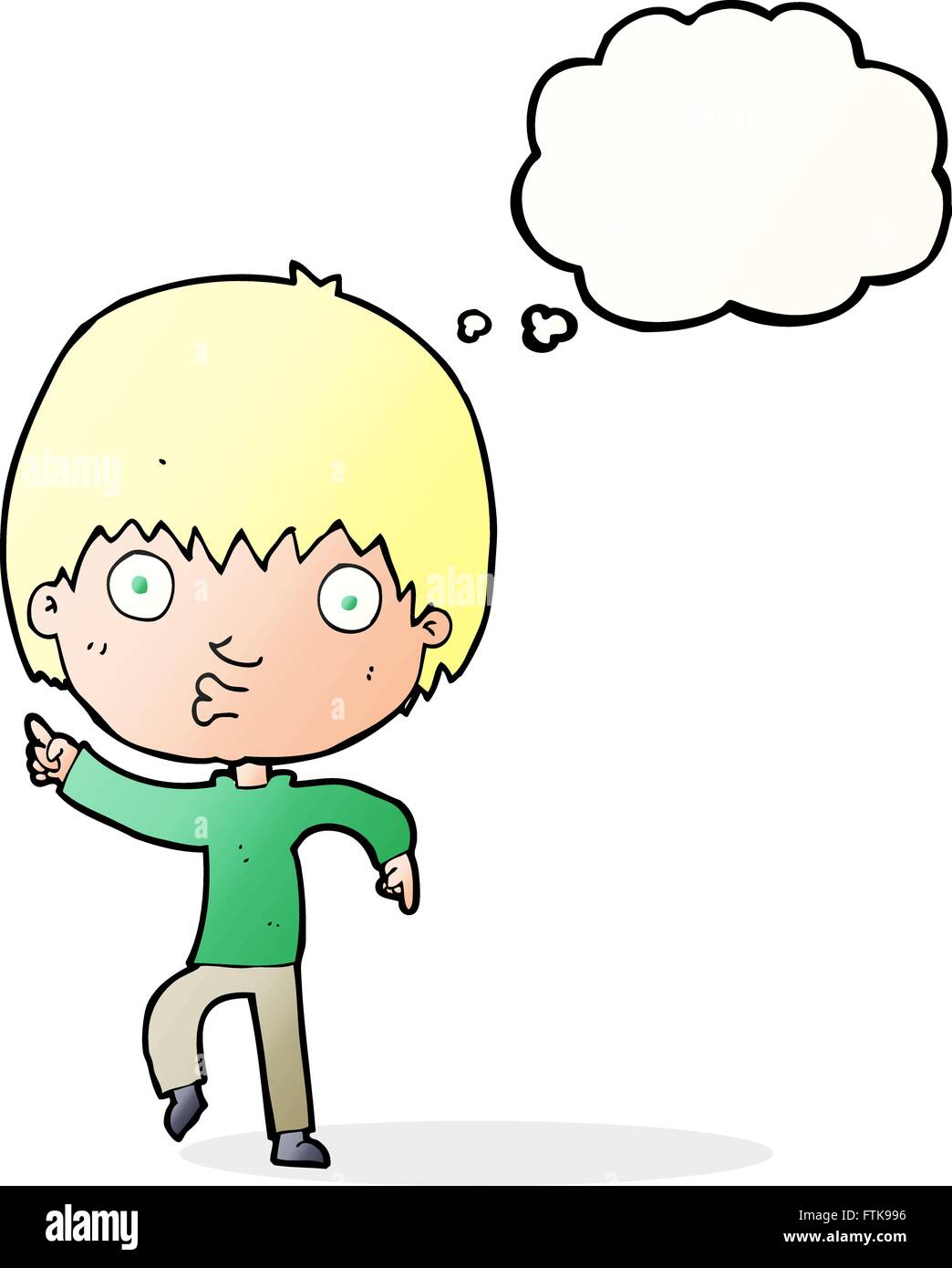 cartoon impressed boy pointing with thought bubble Stock Vector Image ...