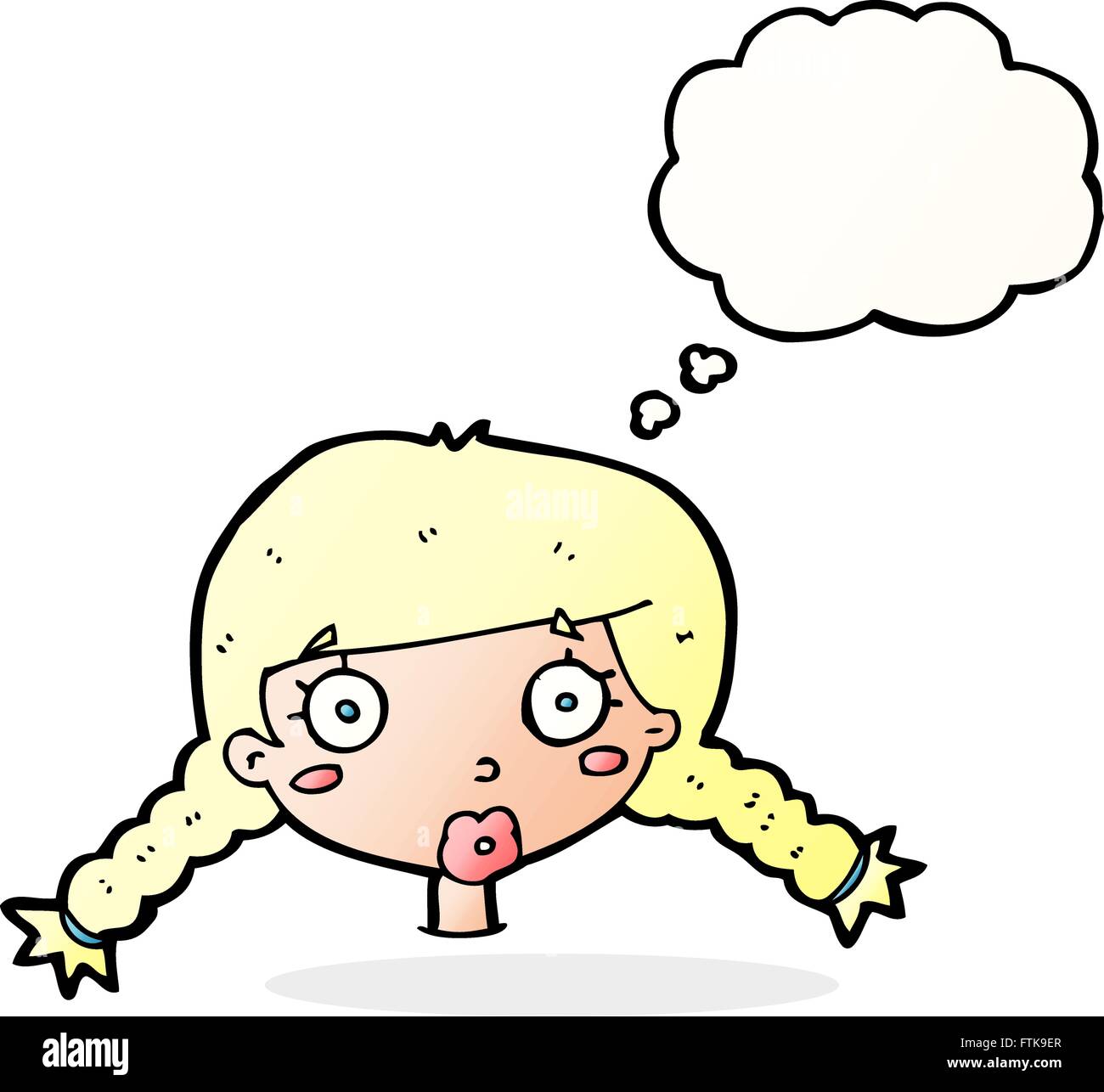 cartoon confused female face with thought bubble Stock Vector Image ...
