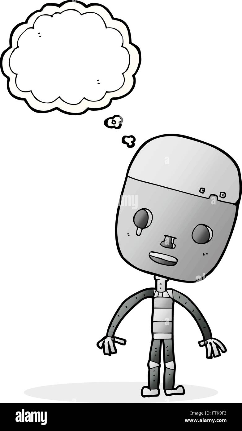 cartoon sad robot with thought bubble Stock Vector Image & Art - Alamy
