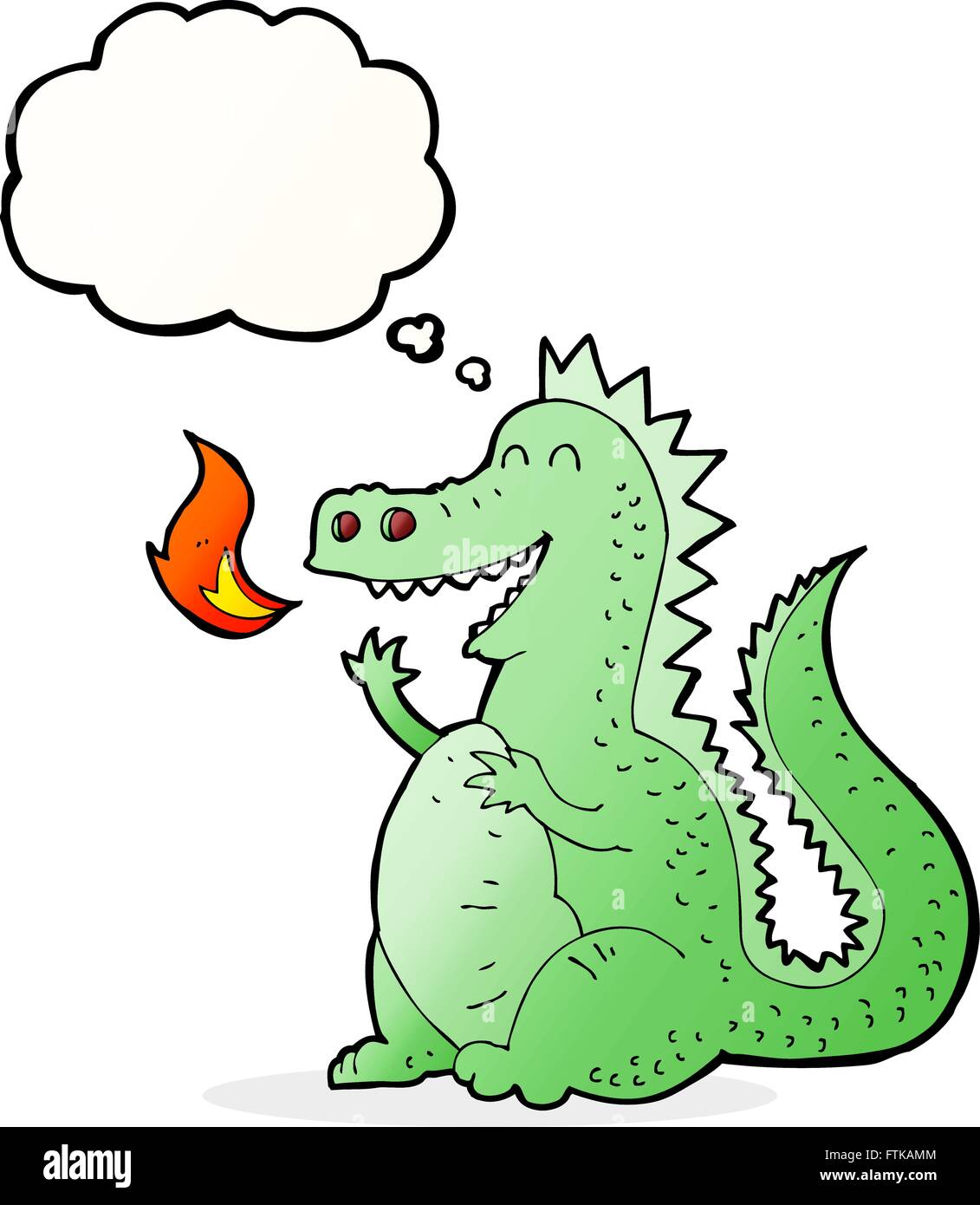 cartoon fire breathing dragon with thought bubble Stock Vector Image ...