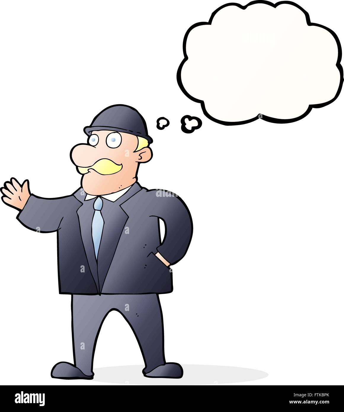 cartoon sensible business man in bowler hat with thought bubble Stock ...