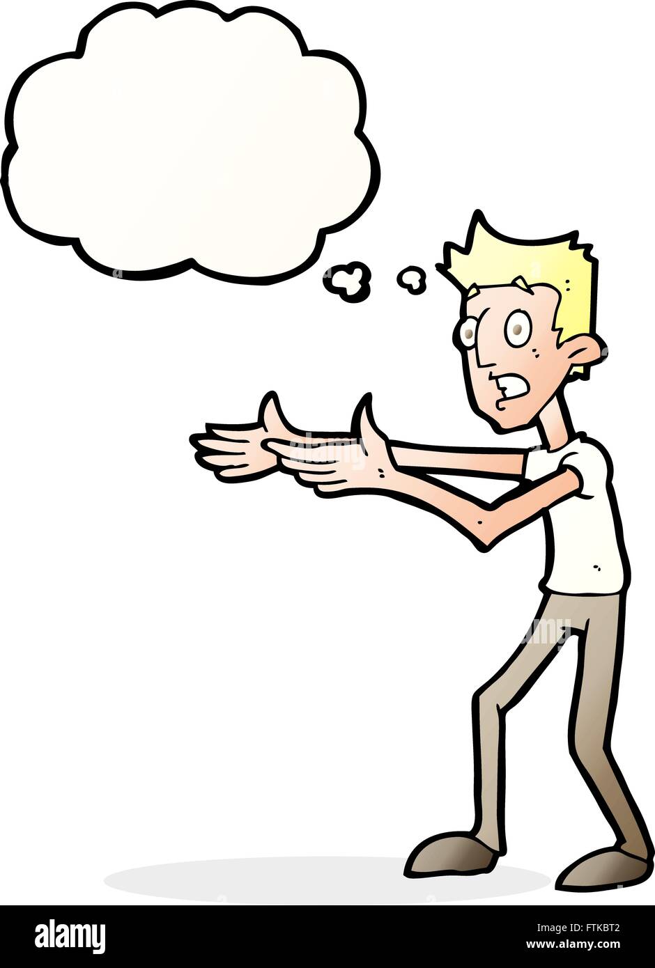 cartoon man desperately explaining with thought bubble Stock Vector ...