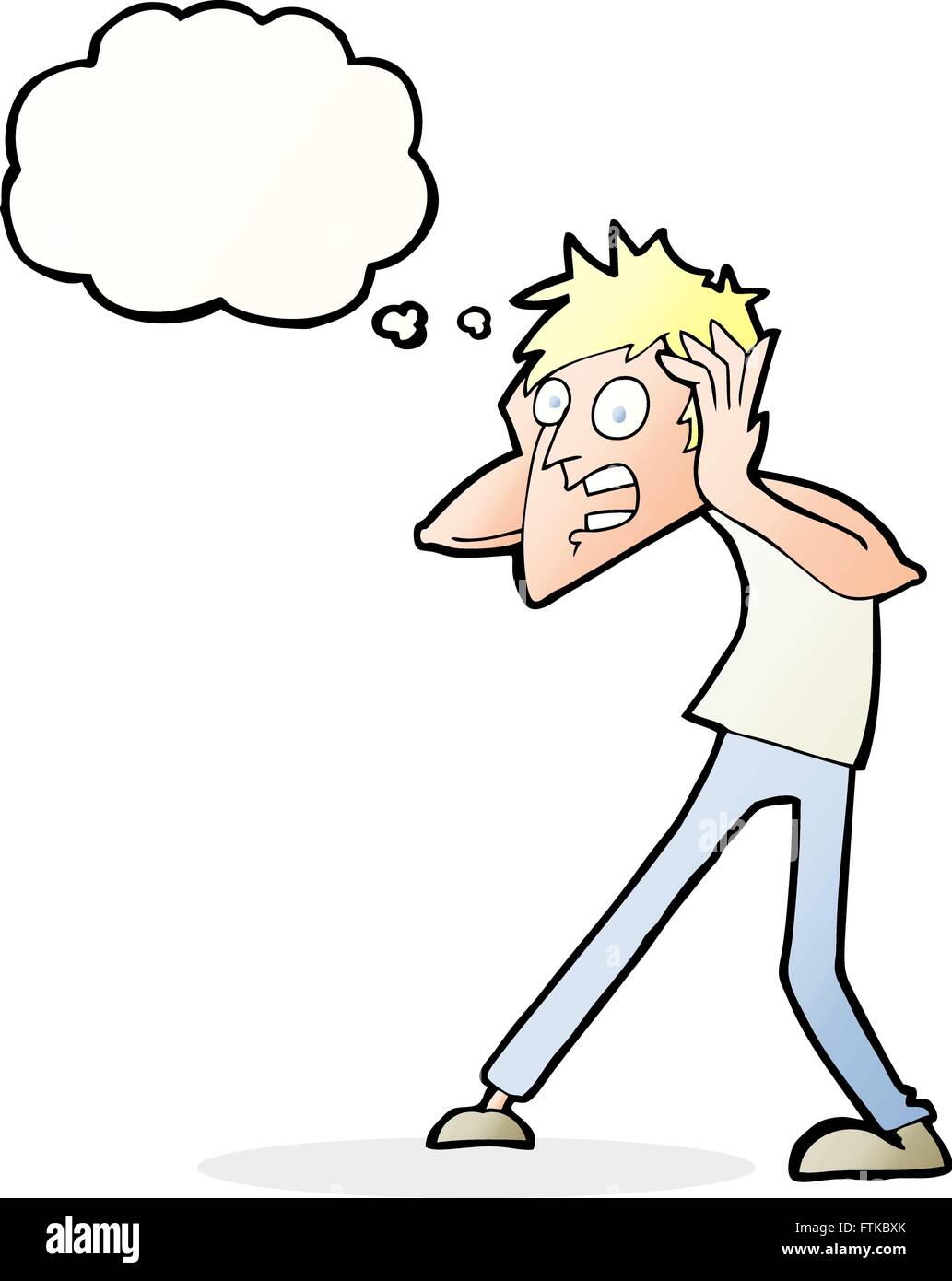 cartoon man panicking with thought bubble Stock Vector Image & Art - Alamy