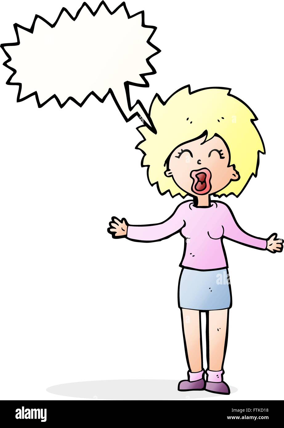 cartoon loud woman with speech bubble Stock Vector Image & Art - Alamy