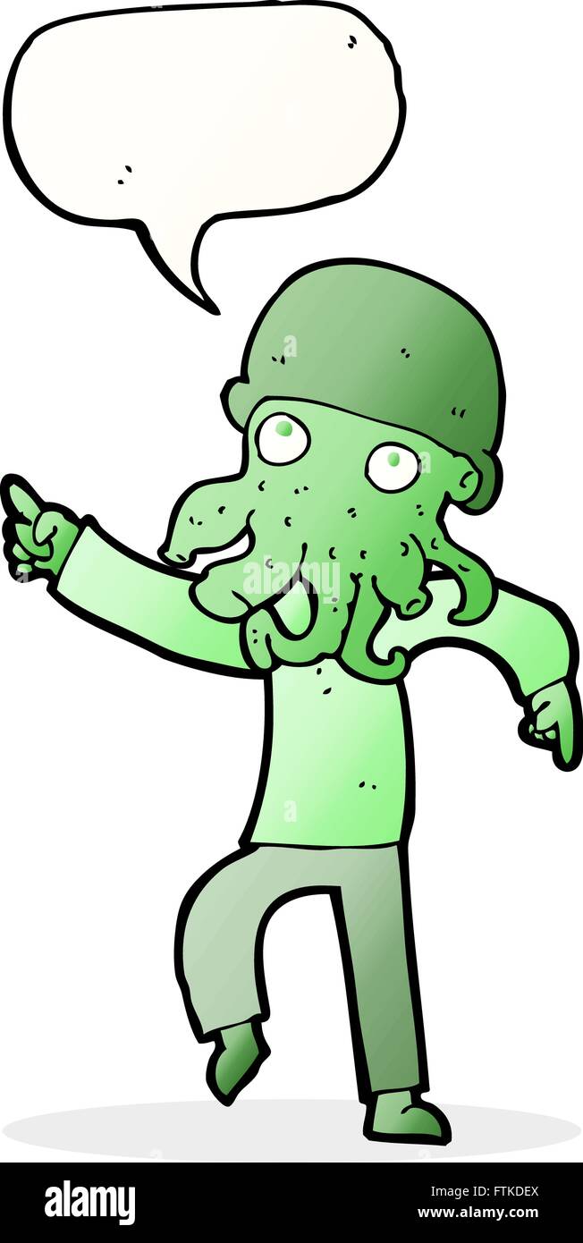 cartoon alien man dancing with speech bubble Stock Vector Image & Art ...