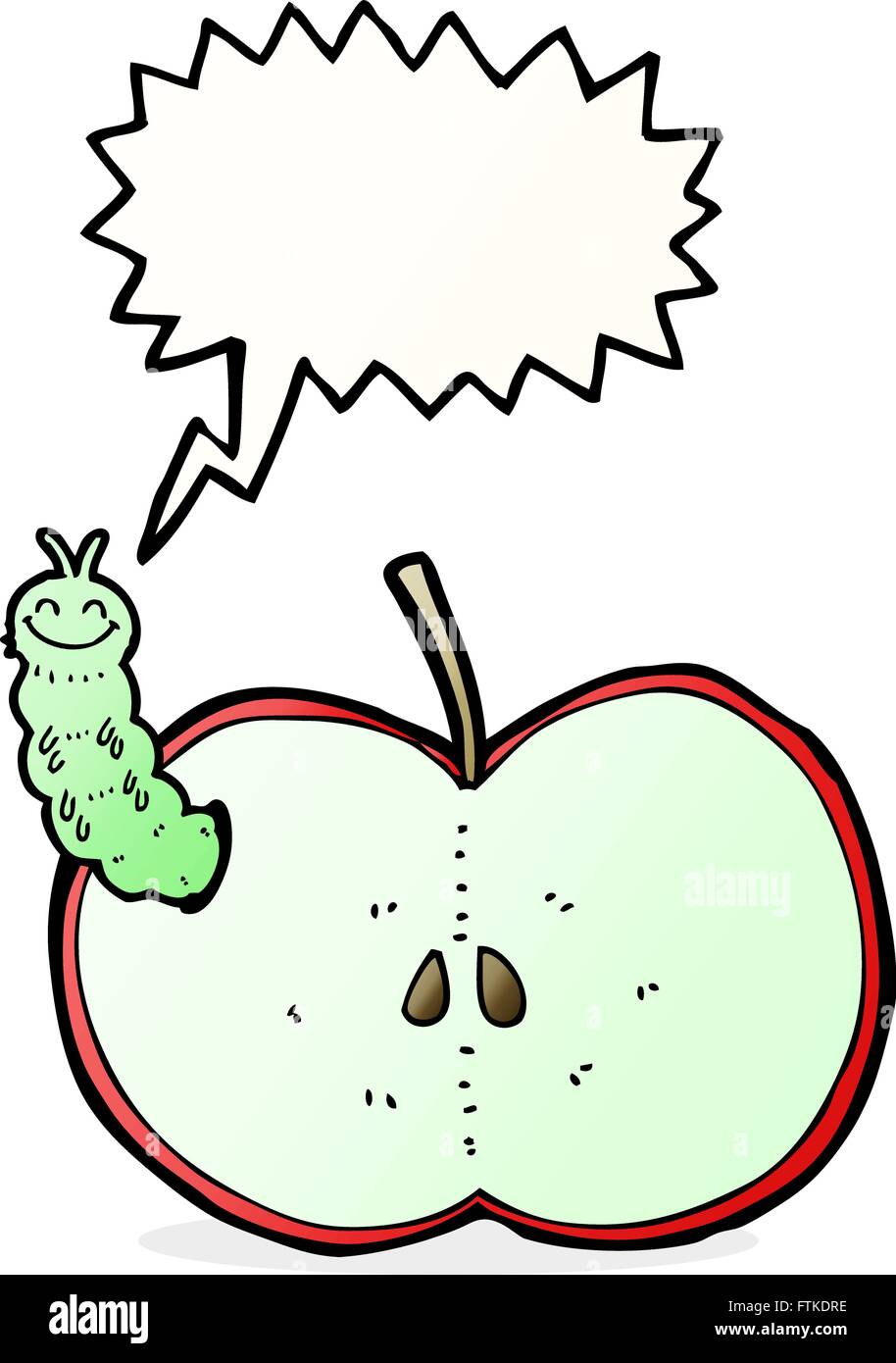 cartoon bug eating apple with speech bubble Stock Vector Image & Art ...