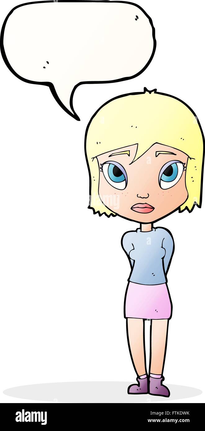cartoon shy girl with speech bubble Stock Vector Image & Art - Alamy