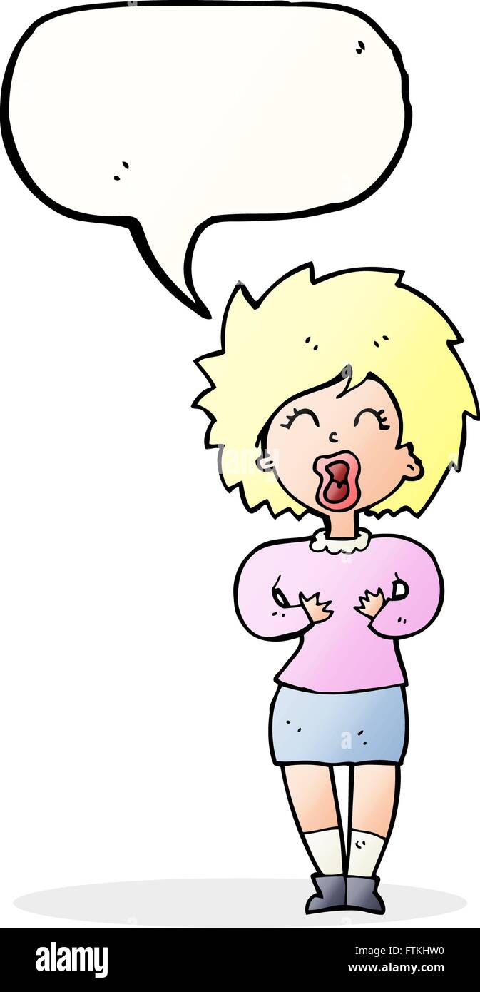 cartoon screaming woman with speech bubble Stock Vector Image & Art - Alamy