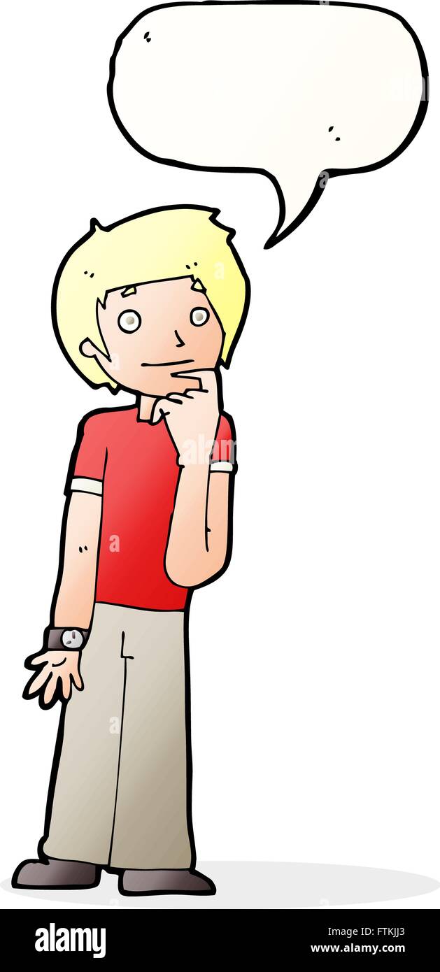 cartoon boy wondering with speech bubble Stock Vector Image & Art - Alamy