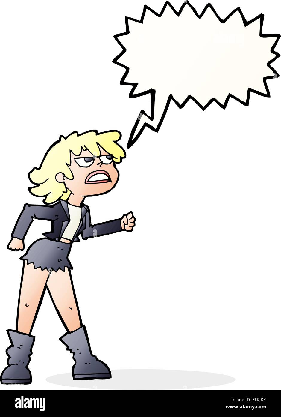 cartoon angry biker girl with speech bubble Stock Vector Image & Art ...