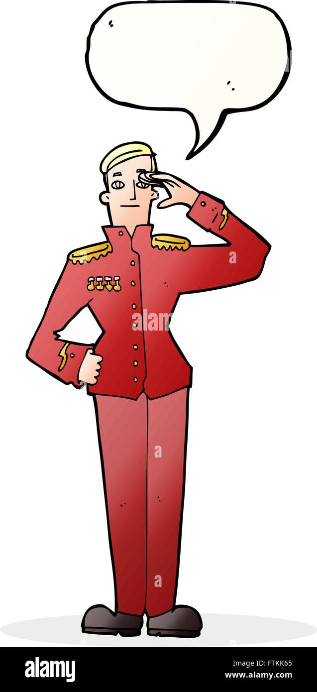 cartoon military man in dress uniform with speech bubble Stock Vector ...