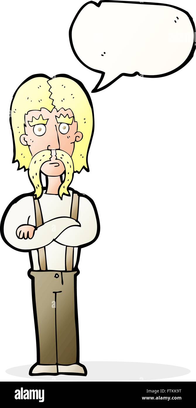 cartoon long mustache man with folded arms with speech bubble Stock ...