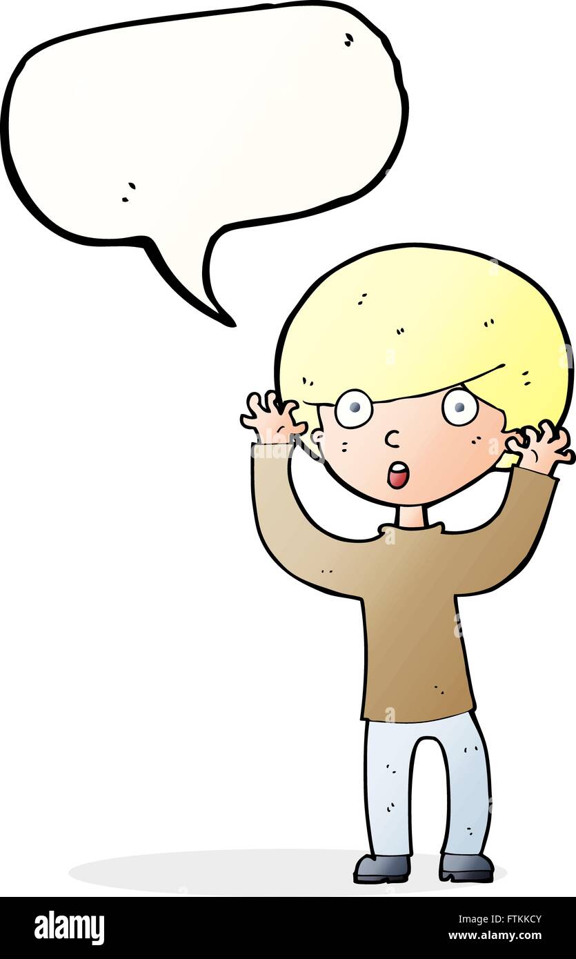 cartoon startled boy with speech bubble Stock Vector Image & Art - Alamy