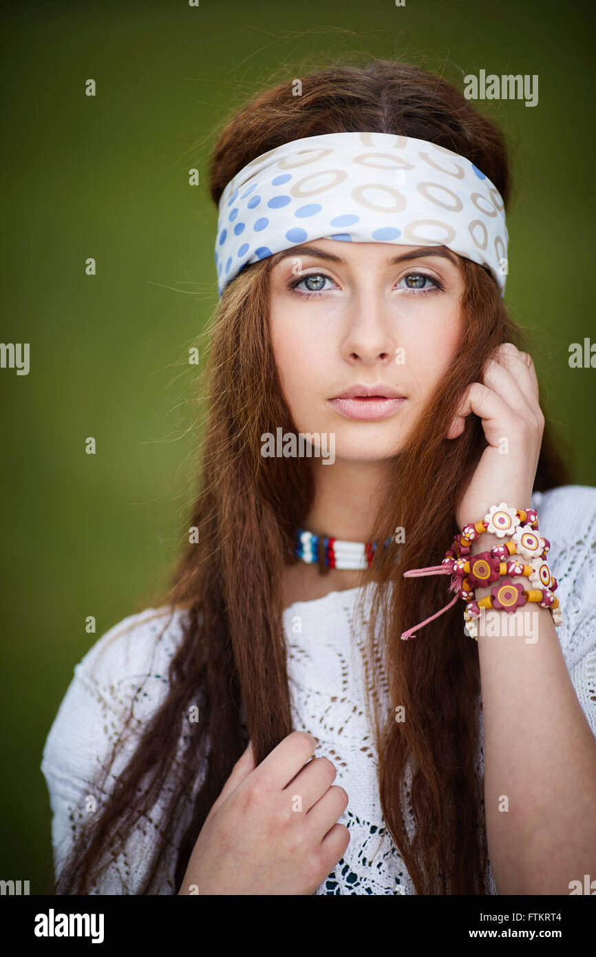 Boho fashion style portrait Stock Photo - Alamy
