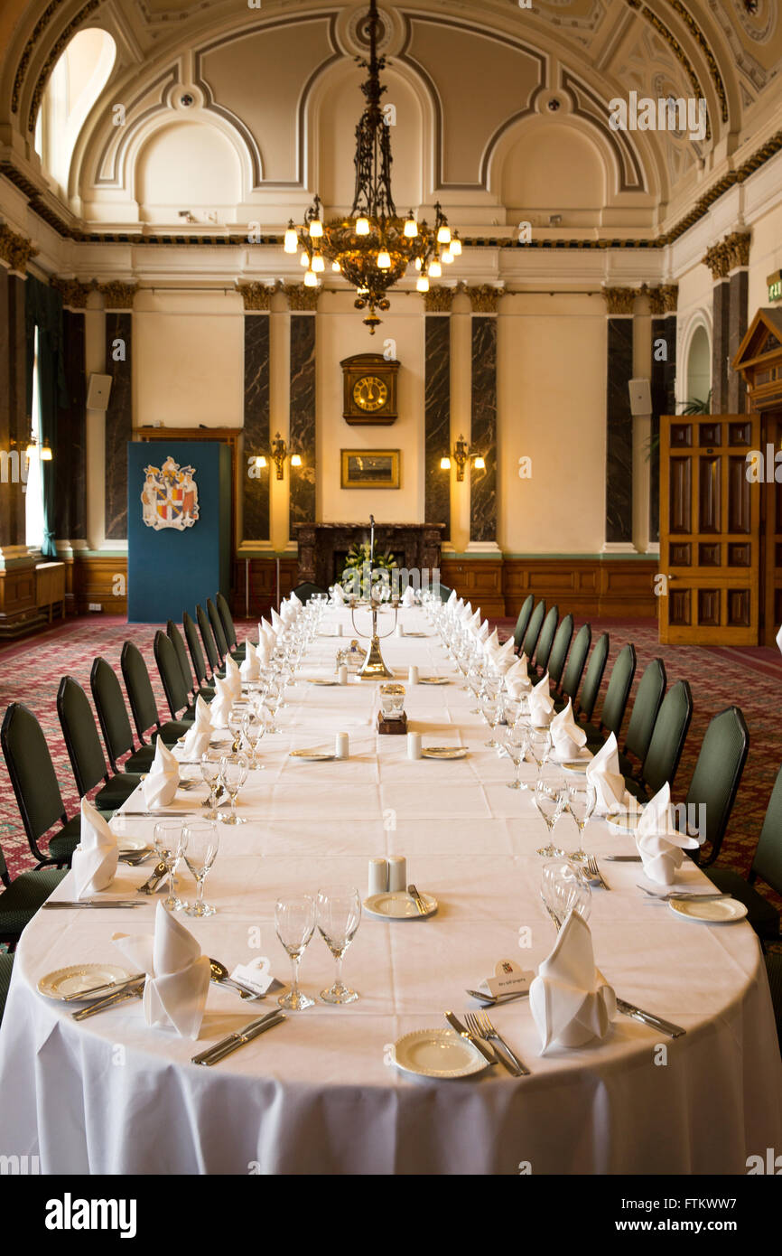 The banqueting suite in Birmingham Council House laid out for a Civic ...