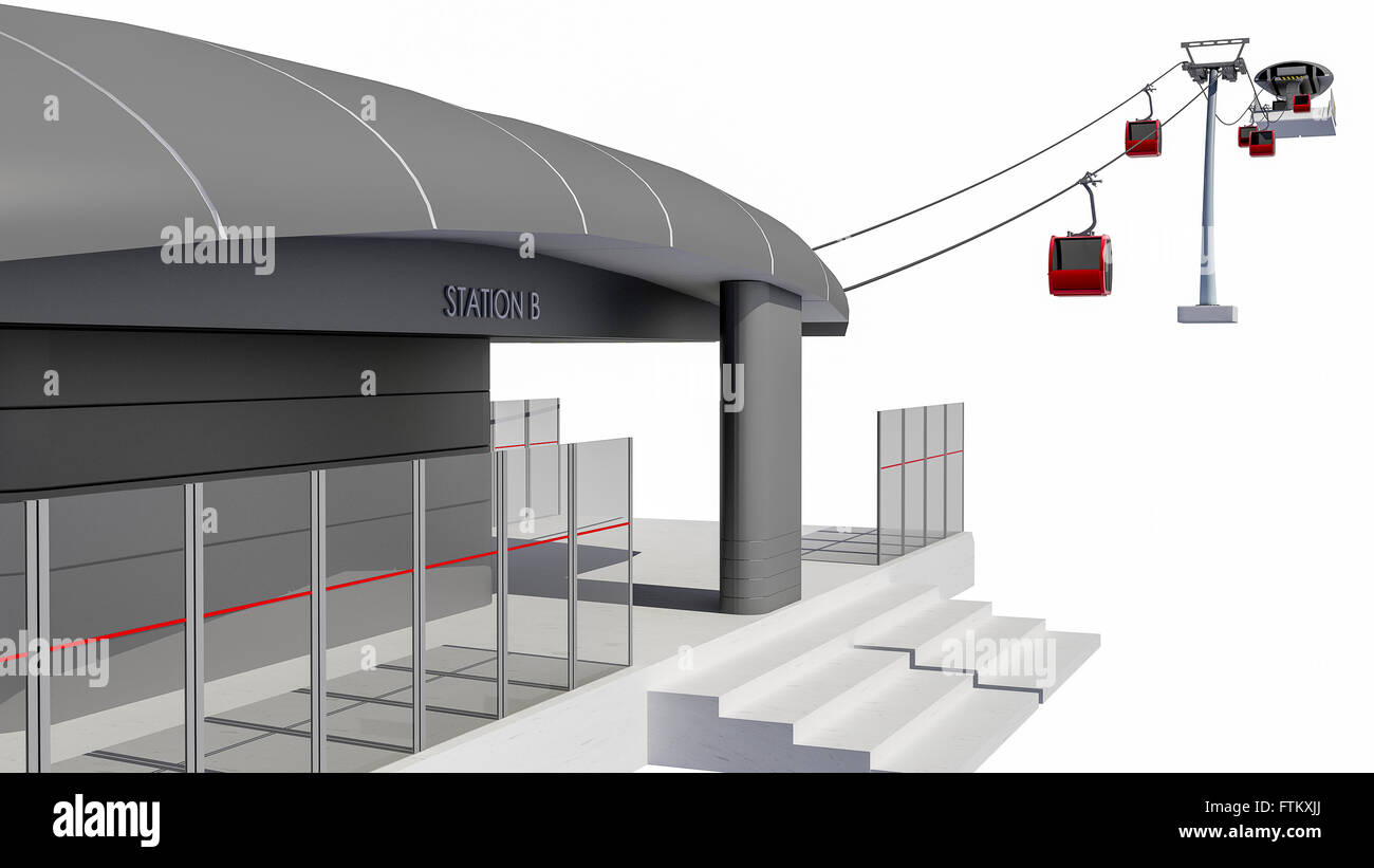 Illustration of Cableway Station Stock Photo - Alamy