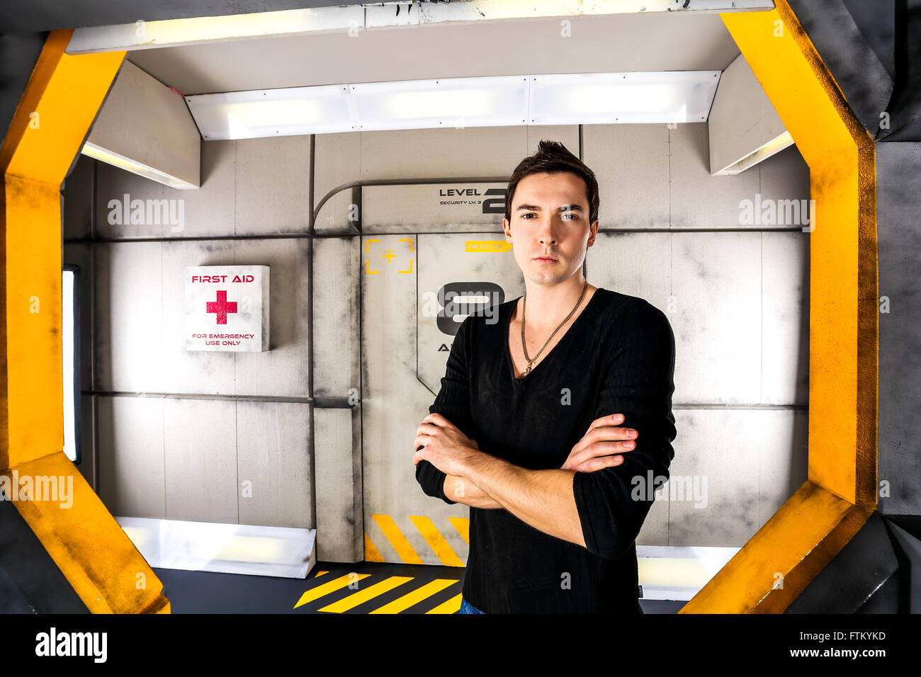 Man in concrete bunker Stock Photo - Alamy