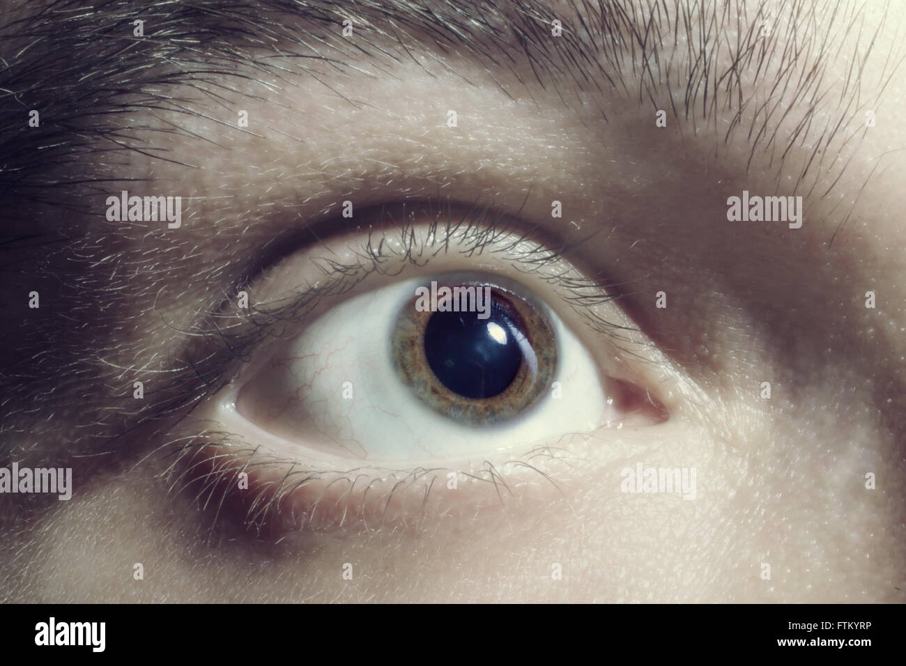 Men eye with red blood vessels closeup Stock Photo - Alamy