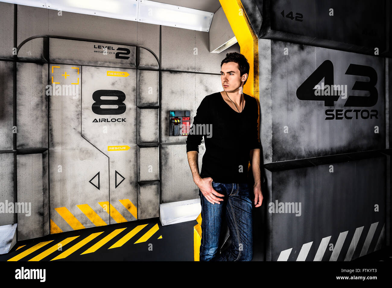 Man in concrete bunker Stock Photo - Alamy