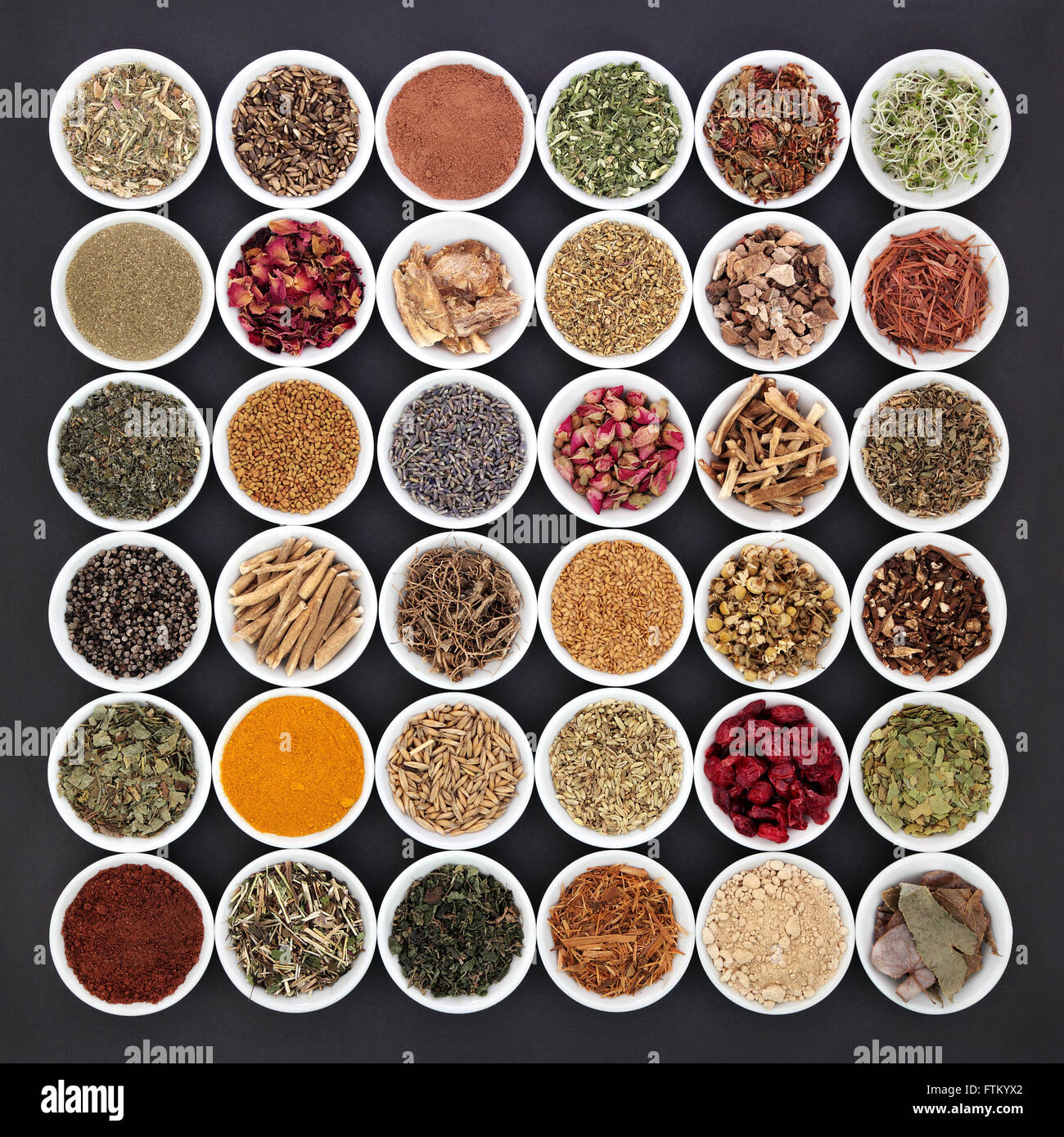 Herbal medicine selection used for womens health in round porcelain ...