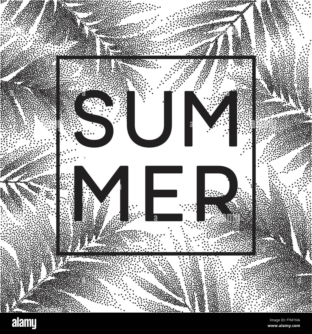 Tropical leaves design. Stipple illustration with space for text ...