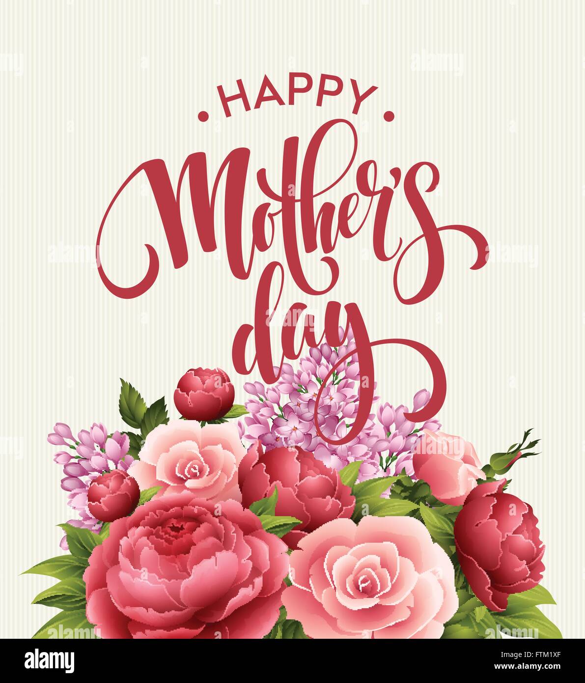 Happy Mothers Day Lettering card. Greetimng card with flower. Vector ...