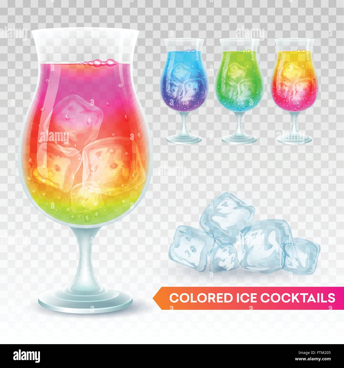 Set of glass of exotic cocktail on a transparent background. Vector ...