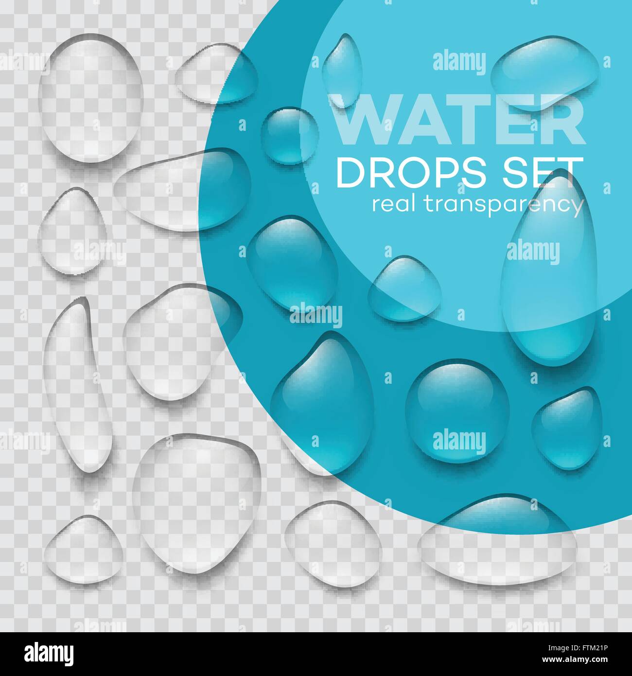 Realistic transparent water drops set . Vector illustration Stock ...
