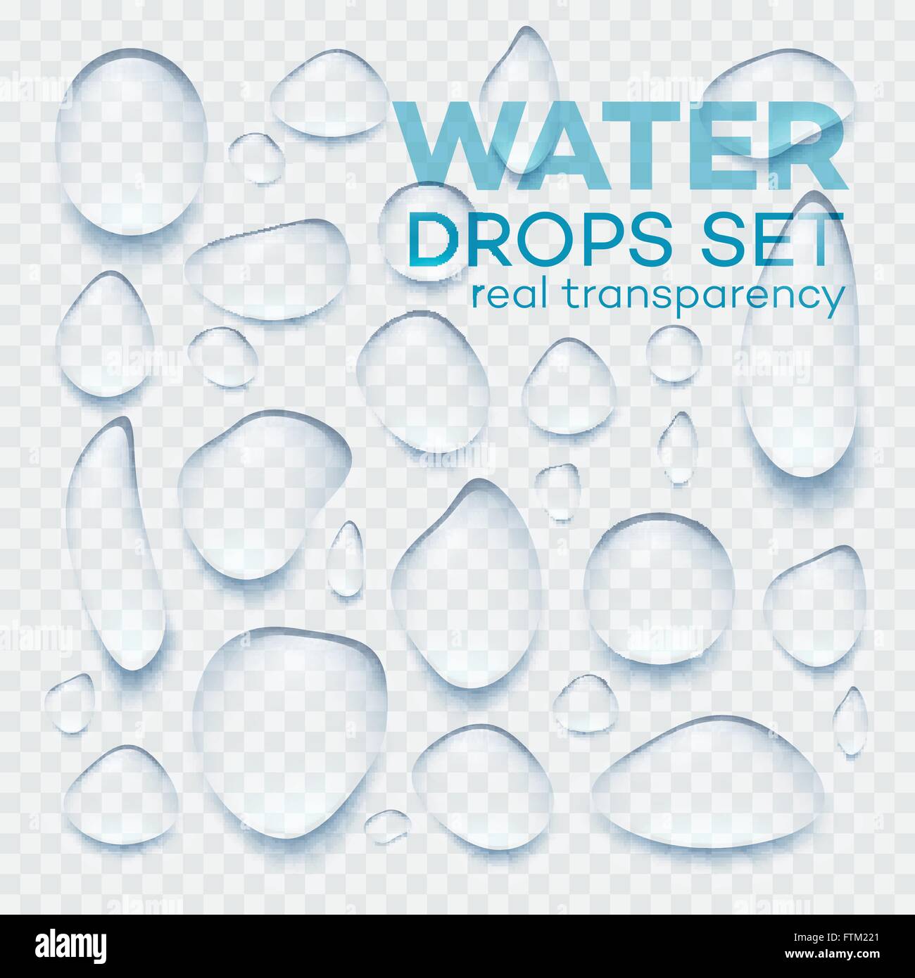 Realistic transparent water drops set . Vector illustration Stock ...