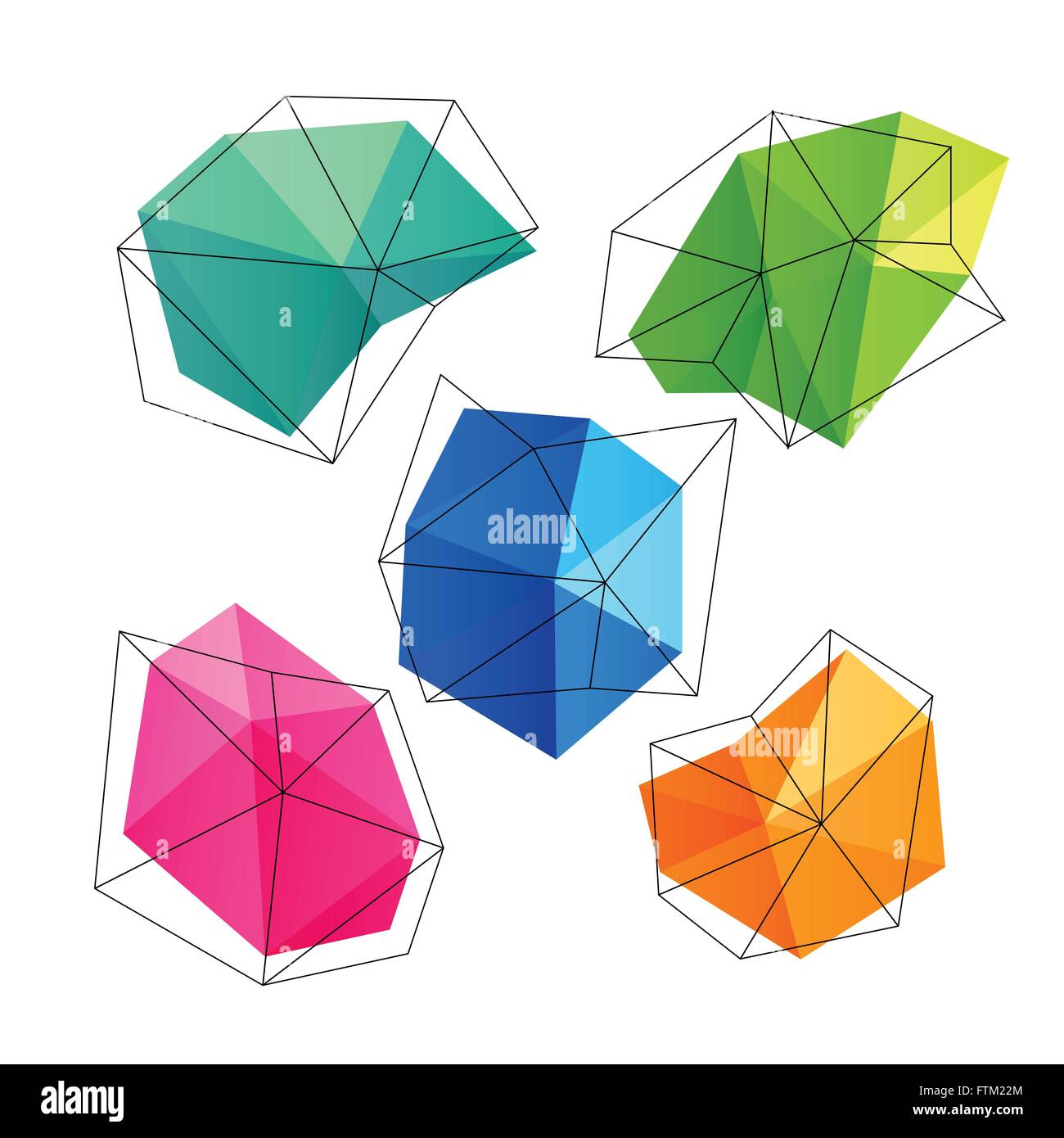 Triangle low poly circles set. Abstract business icons concept. Vector ...