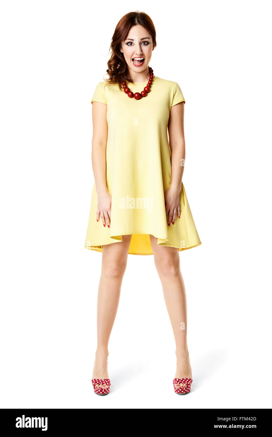 Woman in yellow dress hi-res stock photography and images - Alamy
