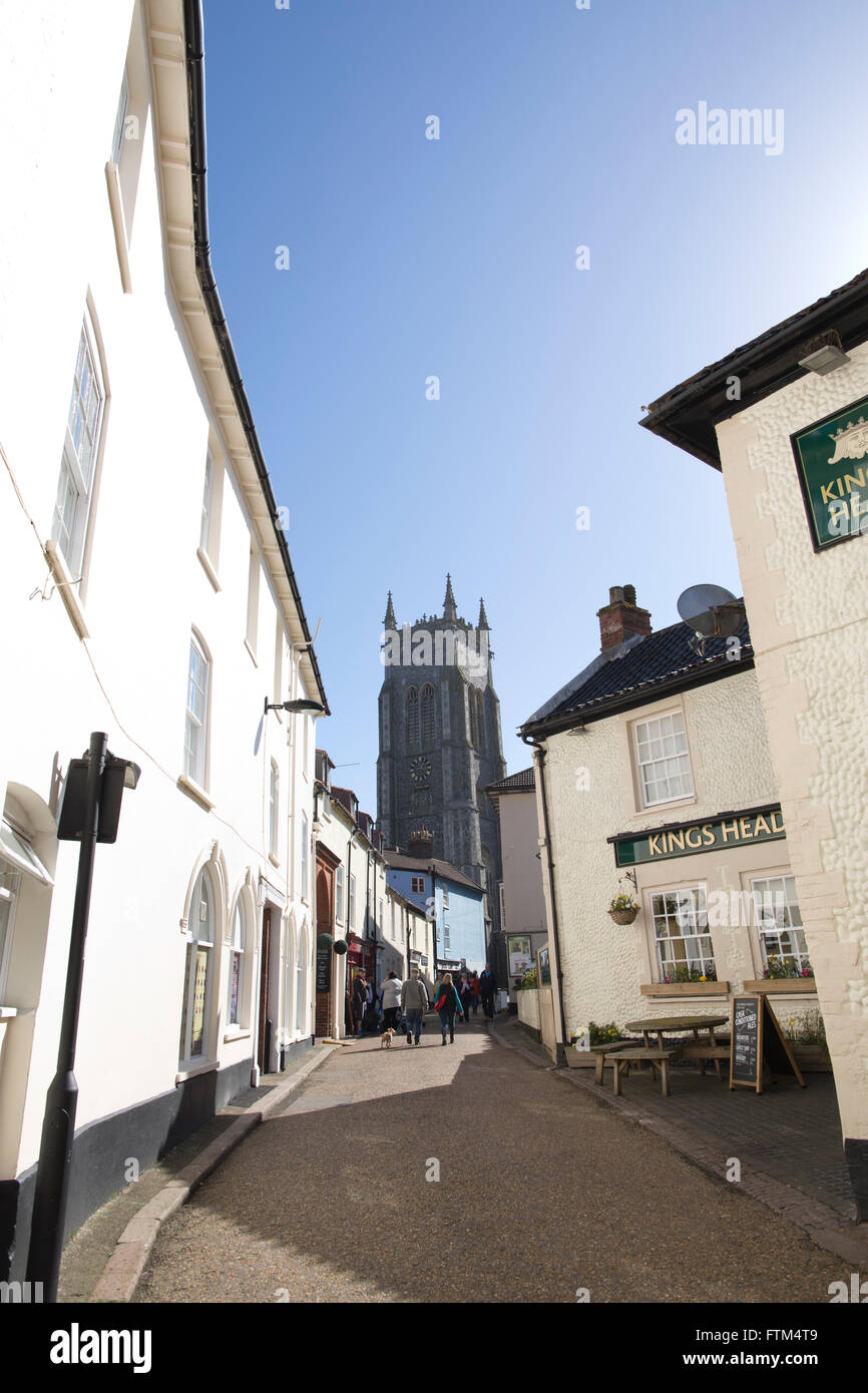Cromer Parish Church in the distance of the old fishing town of Cromer ...