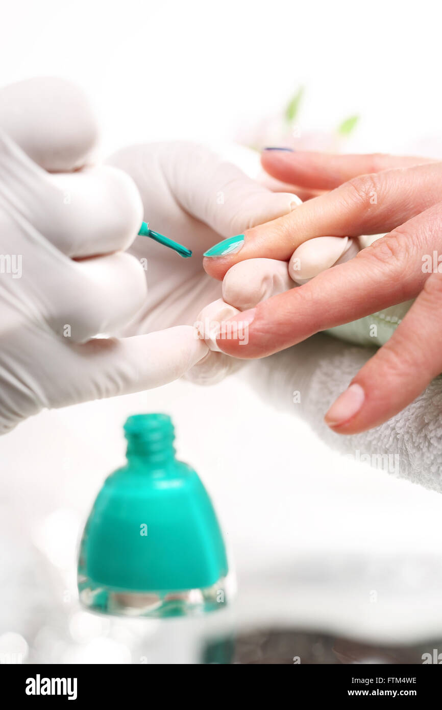 Well Groomed Female Hands A Colorful Manicure A Beauty Salon A
