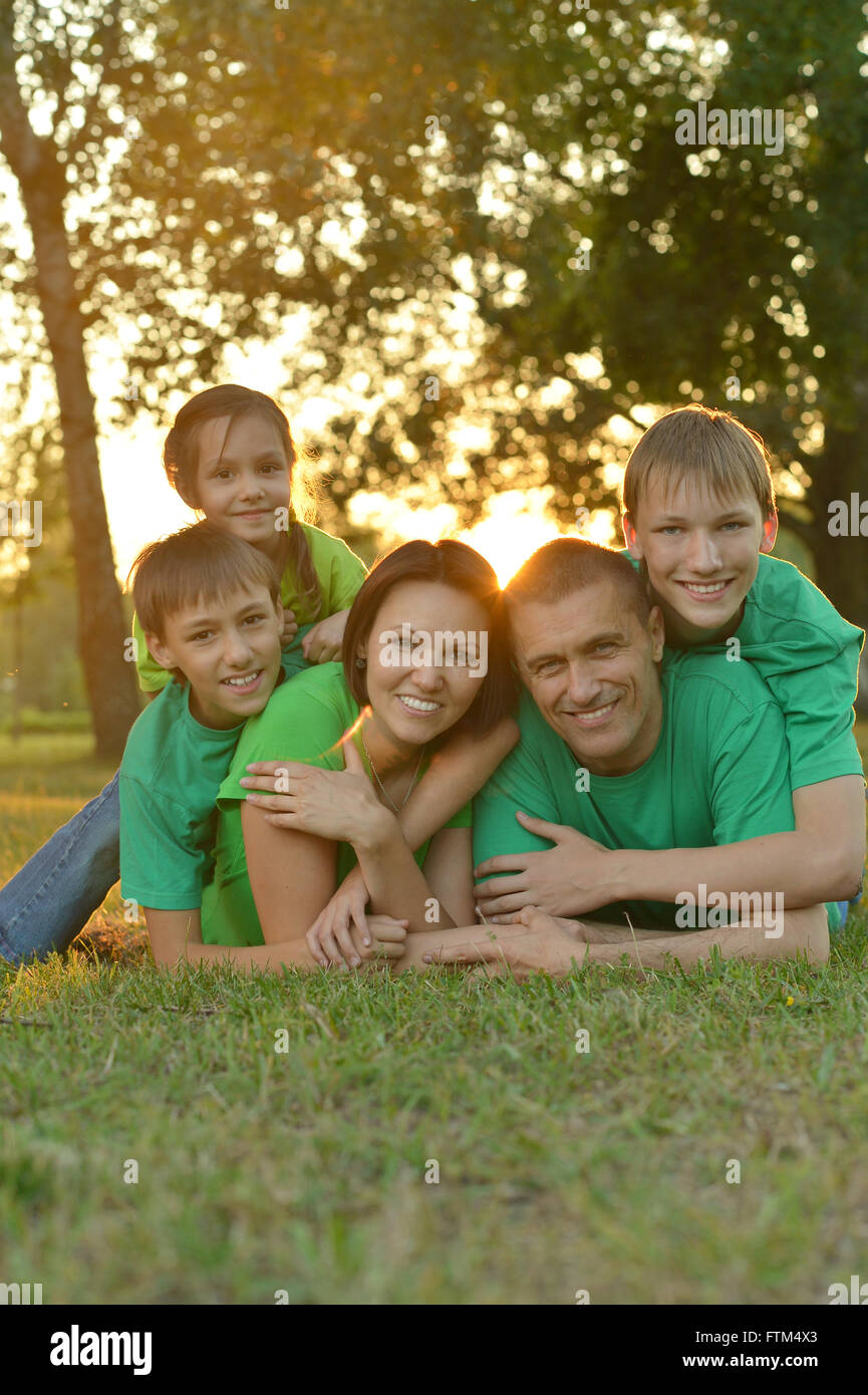 Family resting in a summer park Stock Photo - Alamy