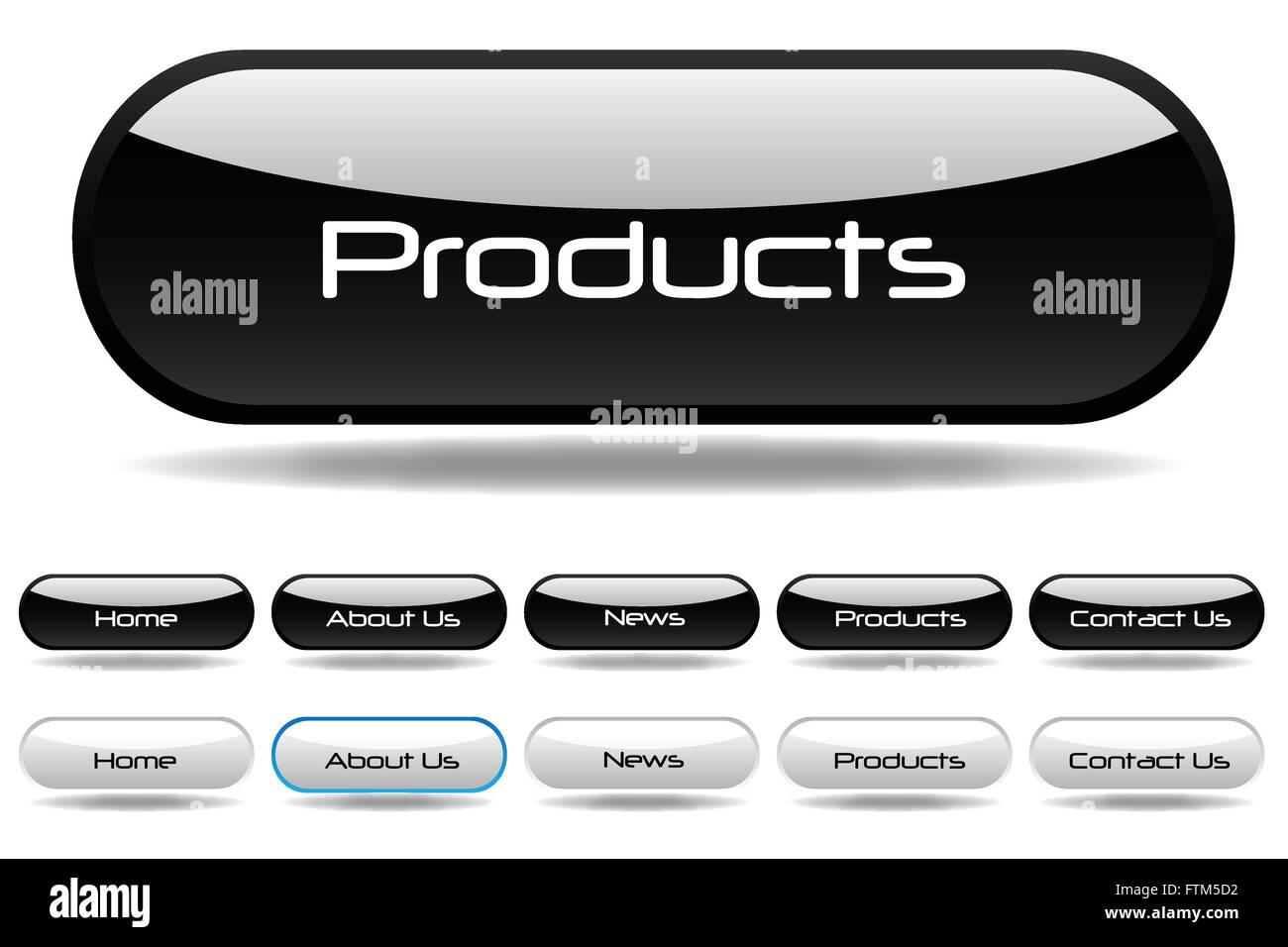 Black and white web buttons Stock Vector Image & Art - Alamy