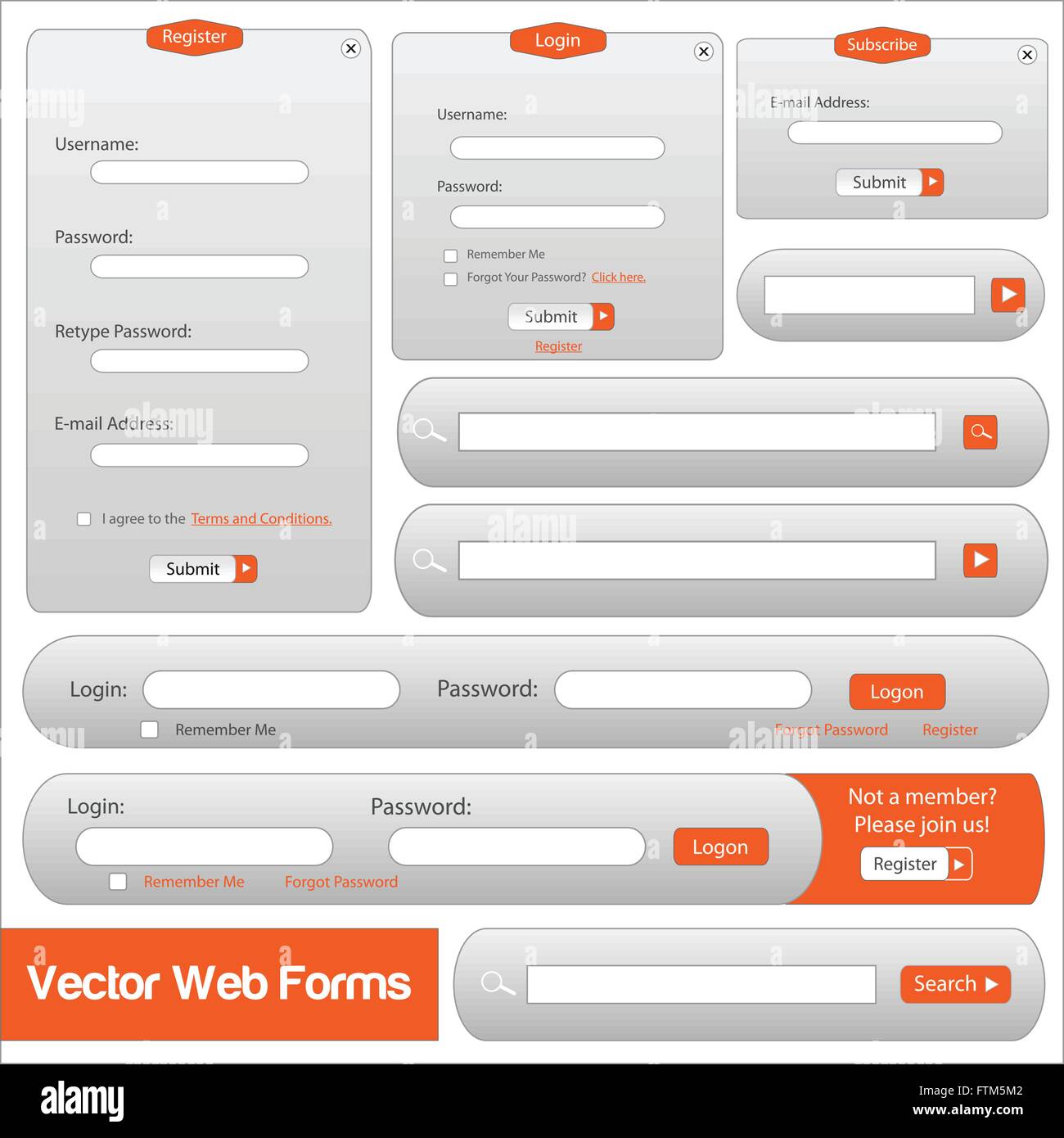 Orange Web Forms Template Stock Vector Image & Art - Alamy