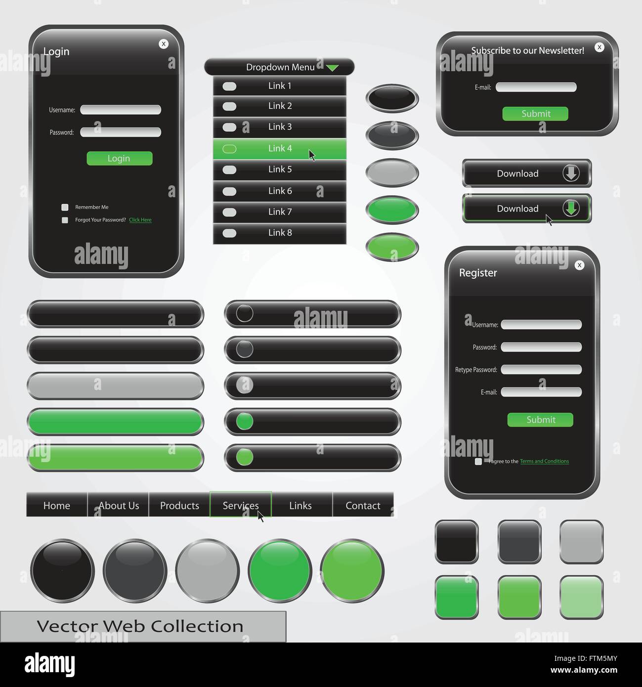 Black and Green Web Forms Template Stock Vector Image & Art - Alamy