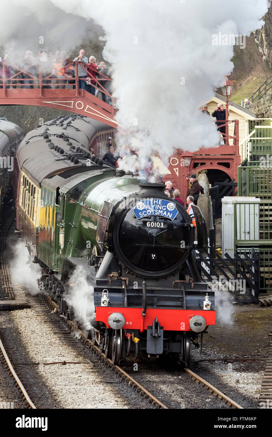 The Flying Scotsman at Goathland Station on the North York Moors ...
