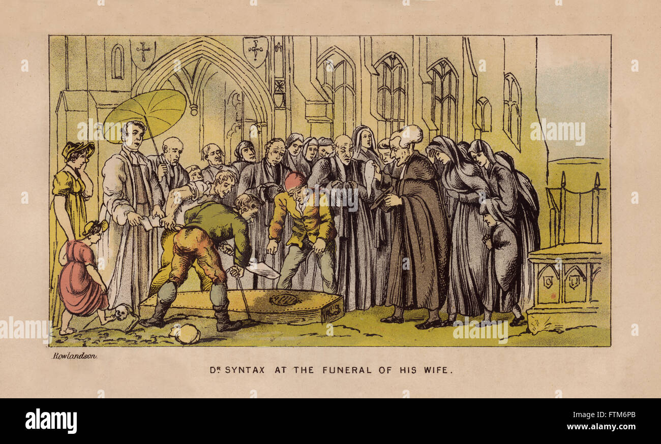 Satirical vintage colour illustration by Thomas Rowlandson (1756-1827 ...