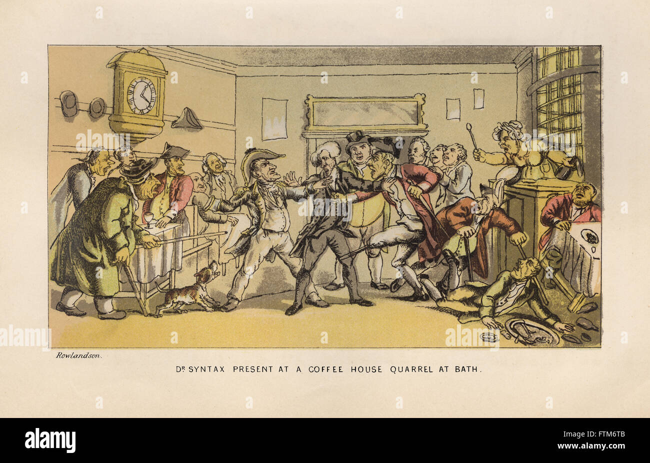 Satirical vintage colour illustration by Thomas Rowlandson (1756-1827 ...