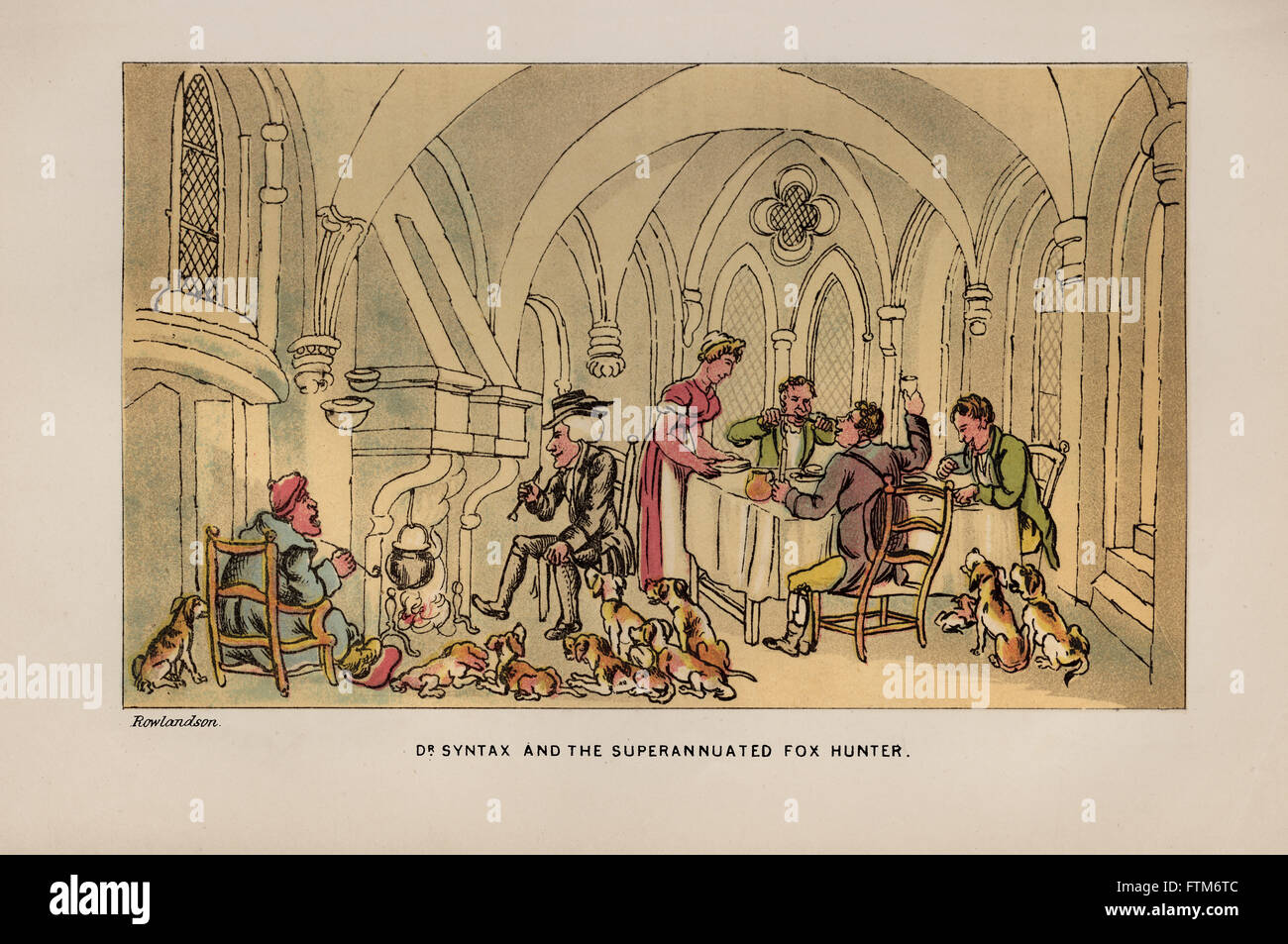 Satirical vintage colour illustration by Thomas Rowlandson (1756-1827 ...