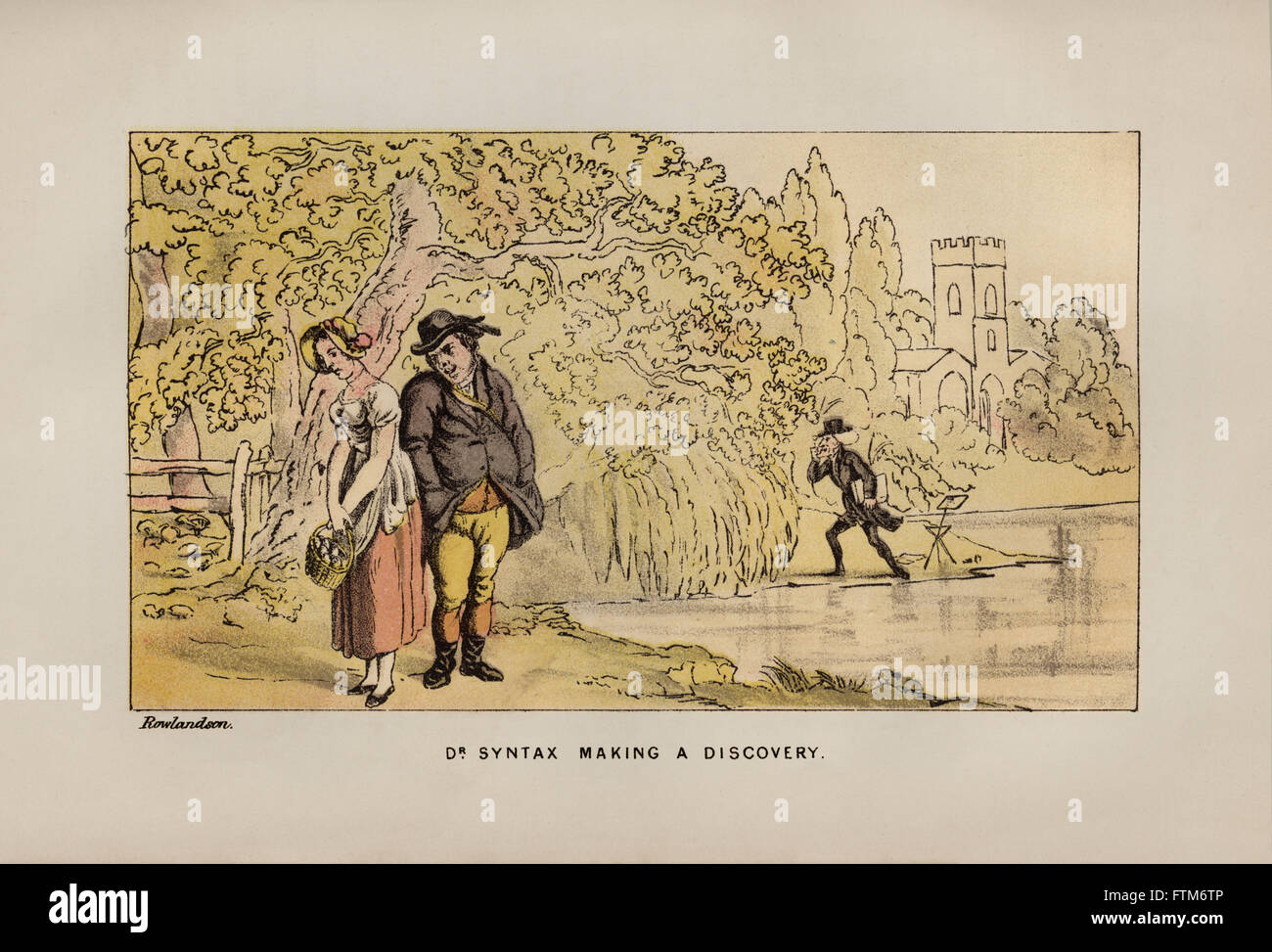 Satirical vintage colour illustration by Thomas Rowlandson (1756-1827 ...